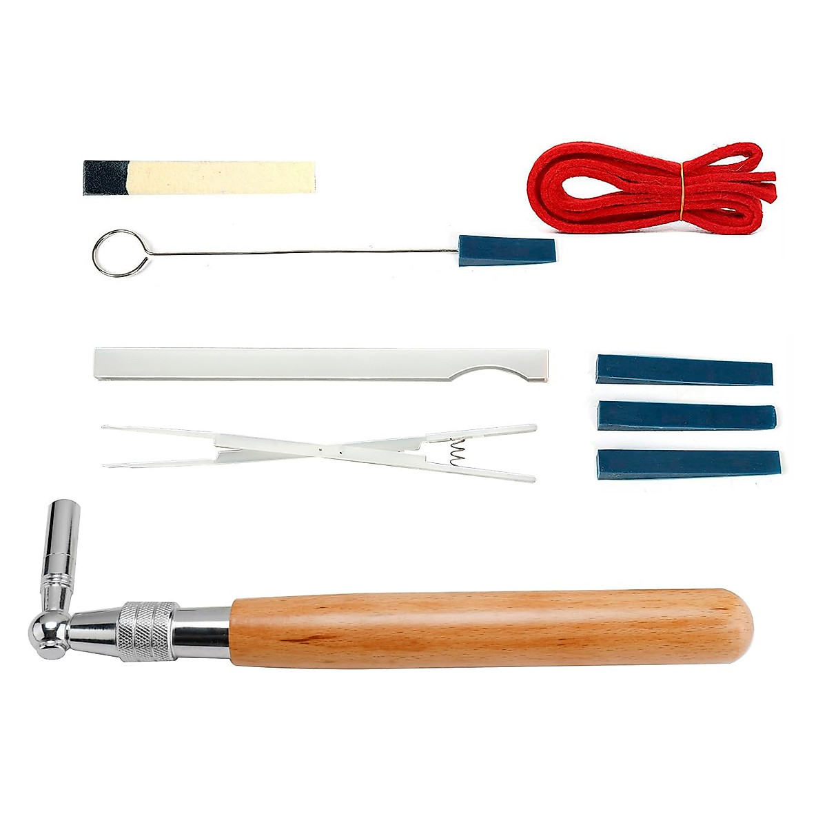 Yaetek Pack of 10 Pieces Piano Tuner Tools with Tuning Hammer Wedge Mute Wrench Hammer Wood Handle Strip Kit Tools w/Case, Professional Piano Tuning Kit (10 Items)