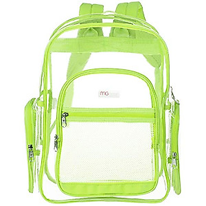 MGgear 17-Inch Clear Security Backpack with Yellow Trim, Transparent PVC Book Bag