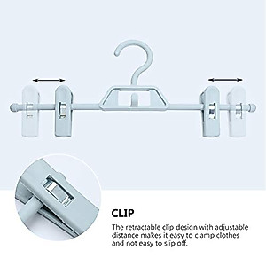 Angoily 10 Pcs Plastic Skirt Hangers with Adjustable Clips, Space Saving Hangers, Non- Slip Durable Pant Hangers for Closet Organizing (Blue)