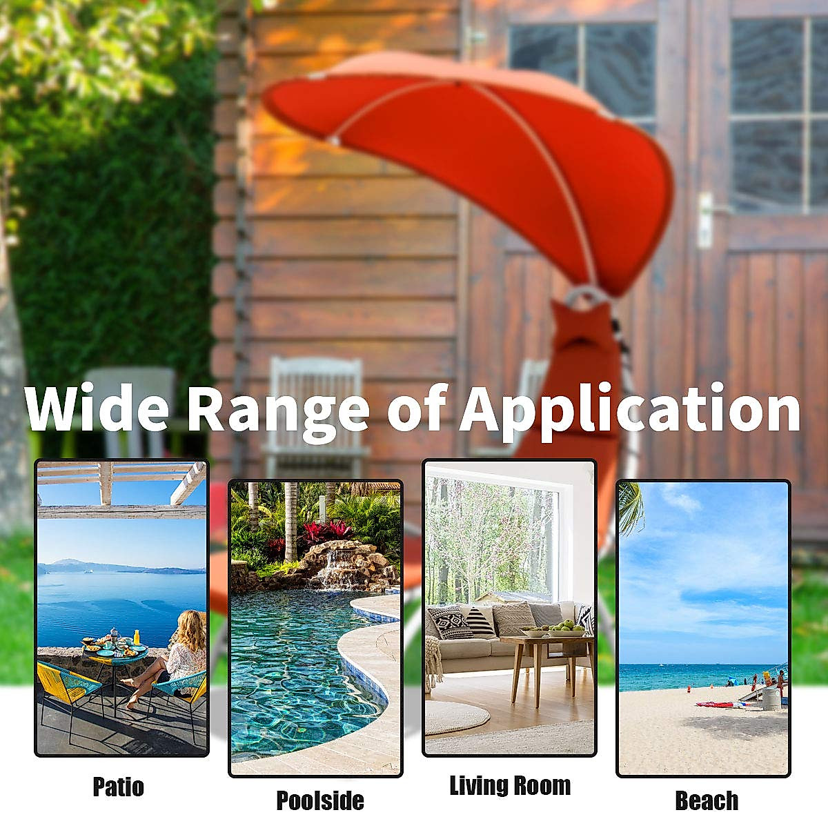 Giantex Chaise Lounger Chair, Arc Stand Porch Swing Hammock Chair w/Canopy, Removable Headrest, Patio Chaise with Cushion, Recliner Chair for Garden Backyard Poolside (Orange)