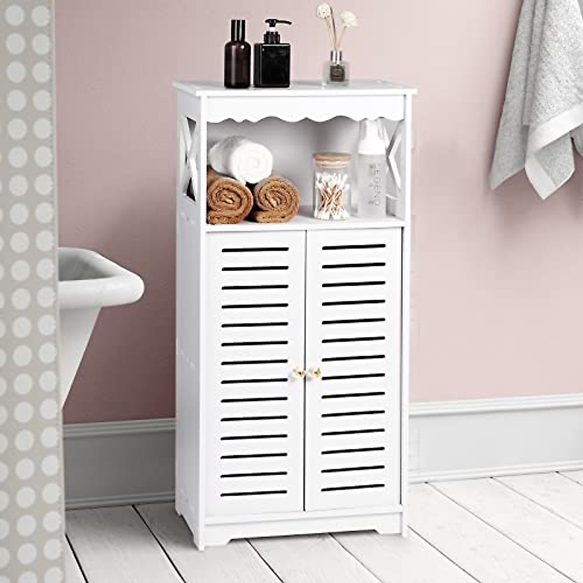 NOKAMW Bathroom Storage Cabinets,White Floor Cabinet,Home Waterproof Storage Furniture for Bedroom Kitchen Hallway,Cupboard Unit with Daily use Layer,75x24x34cm.