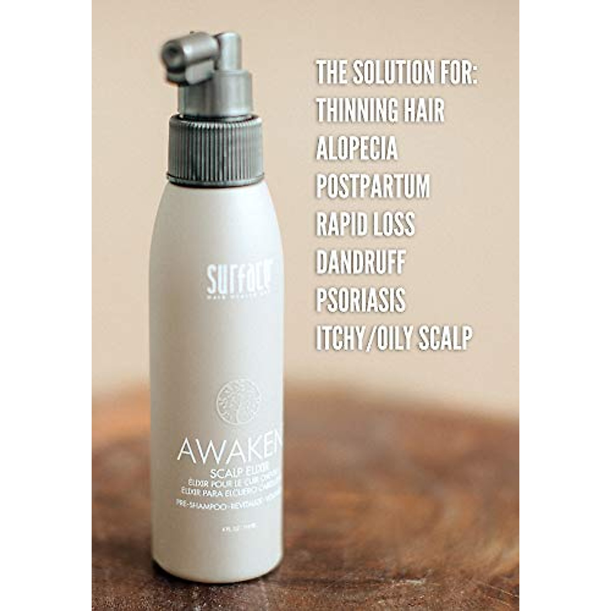 SURFACE Hair Awaken Scalp Elixir, Stimulate and Revitalize While Lifting Roots and Adding Volume, 4 Fl. Oz.