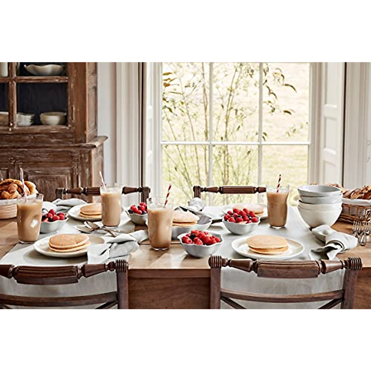 Portmeirion Sophie Conran Floret Stoneware All Purpose Bowls 7 Inch Set of 4 - Dishwasher & Microwave Safe Great Kitchen Home Use for Serving Cereal Soup Salad & More, Robins Egg