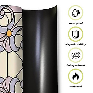 Dishwasher Magnet Cover French Lilies Symmetric Composition Modern Illustrations in Stained Magnetic Refrigerator Stickers Decorative Appliance Cover Fridge Panels Metal Door Garage 23x26in