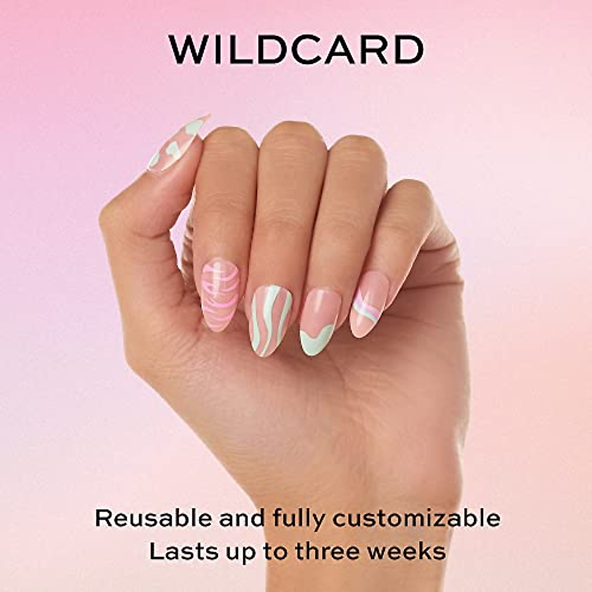 Glamnetic Press On Nails - Wild Card | Opaque UV Finish Short Pointed Almond Shape, Reusable Pastel Nails in 12 Sizes - 24 Nail Kit with Glue