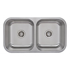Wells Sinkware CMU3318-99-16-1 Craftsmen Series Stainless Steel Kitchen Sink Package, 33" 50/50 9" Deep, Brushed Matte Finish