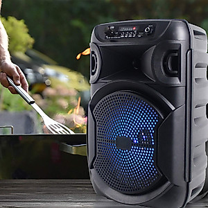 Technical Pro 8 Inch Portable 500 Watts Bluetooth Speaker w/Woofer & Tweeter w/Digital Processing, XLR to 1/4" for Karaoke (Black, Speaker)
