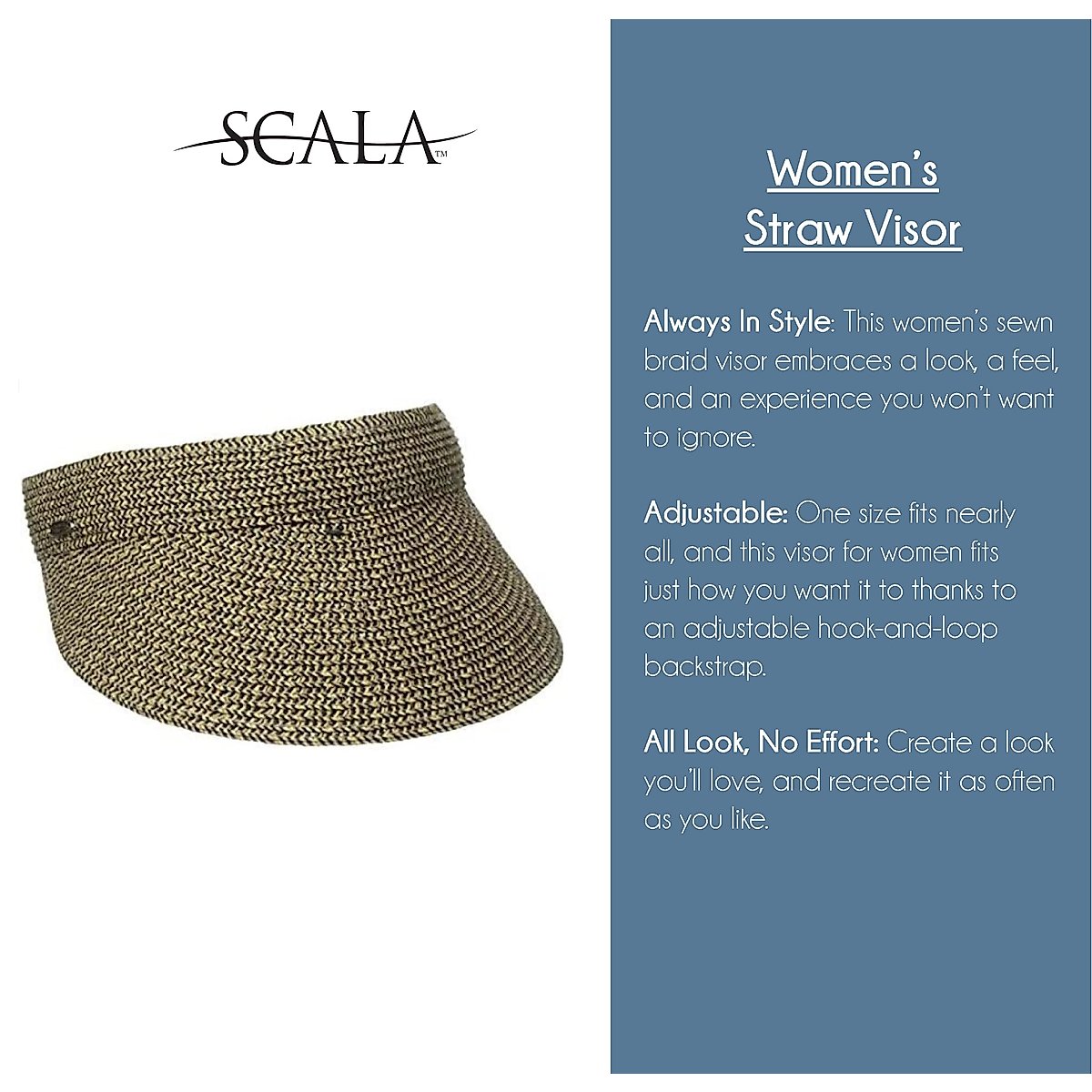 Scala Women's Paper Braid Visor, Toast, One Size