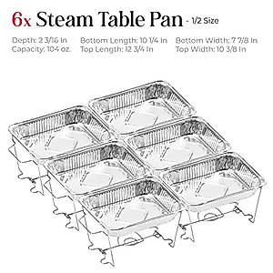 Chafing Dish Buffet Set - 54pc Disposable Half-Sized (9x13) Servers , Party Warmer, Catering Supplies - Includes Fuel Cans, Forks, Spoons & Tongs