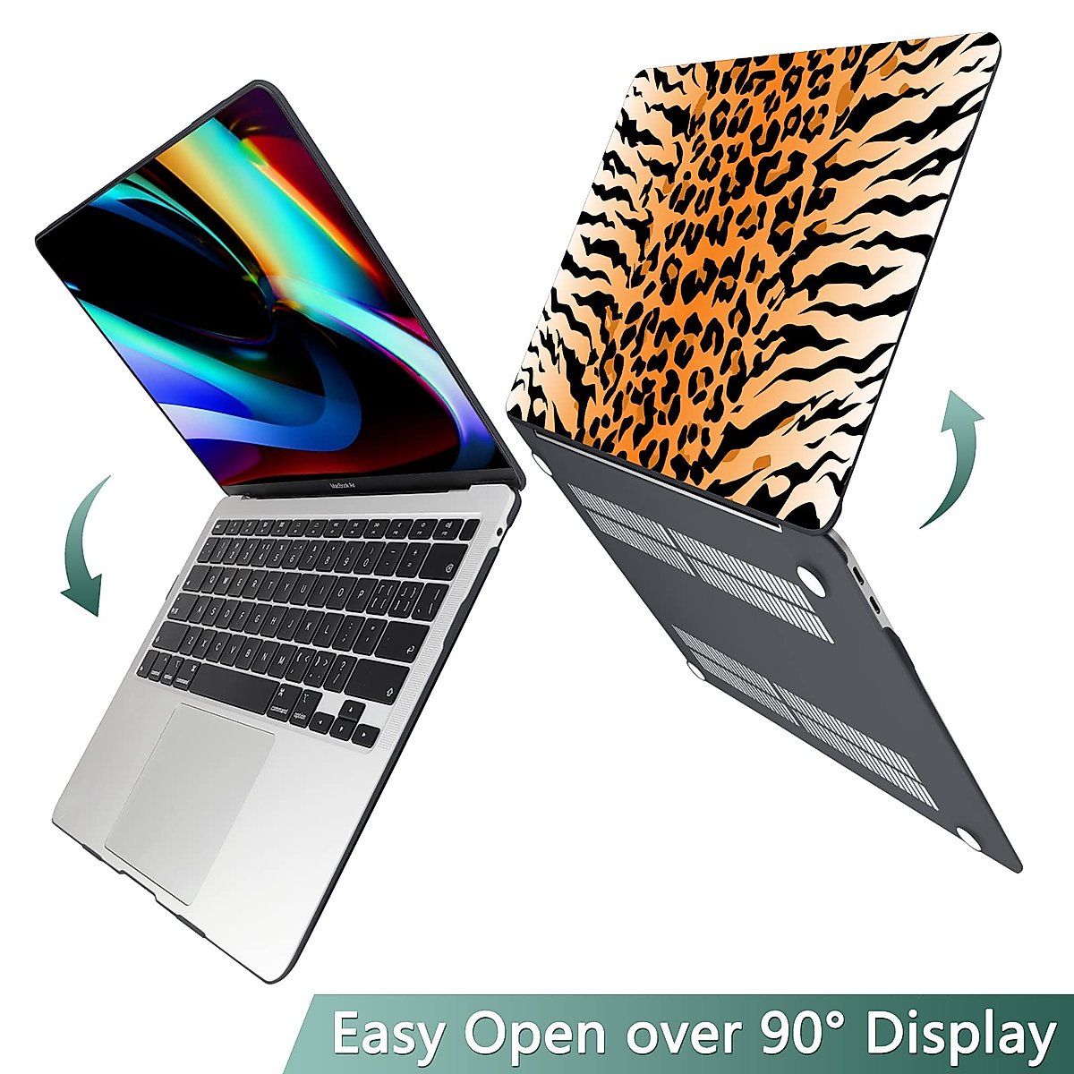 TWOLSKOO for 2021-2018 MacBook Air 13 inch Case A2337 M1 A2179 A1932, Hard Shell Case with Keyboard Skin & Screen Protector for MacBook Air 13.3 inch with Retina & Touch ID, Leopard & Tiger Texture