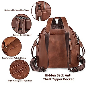 Backpack Purse for Women,PU Leather Satchel Handbags for Women Ladies Work Office Travel College Student School Bookbag with USB Charging Port,Fashion Casual Anti-Theft Shoulder Bag fits 11inch Tablet