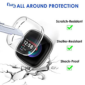 KIMILAR 3-Pack Screen Protector Case Compatible with Fitbit Sense 2/Versa 4, Ultra-Thin Soft TPU Plated Bumper All-Around Full Cover Protective Cases for Sense 2 Advanced Smartwatch