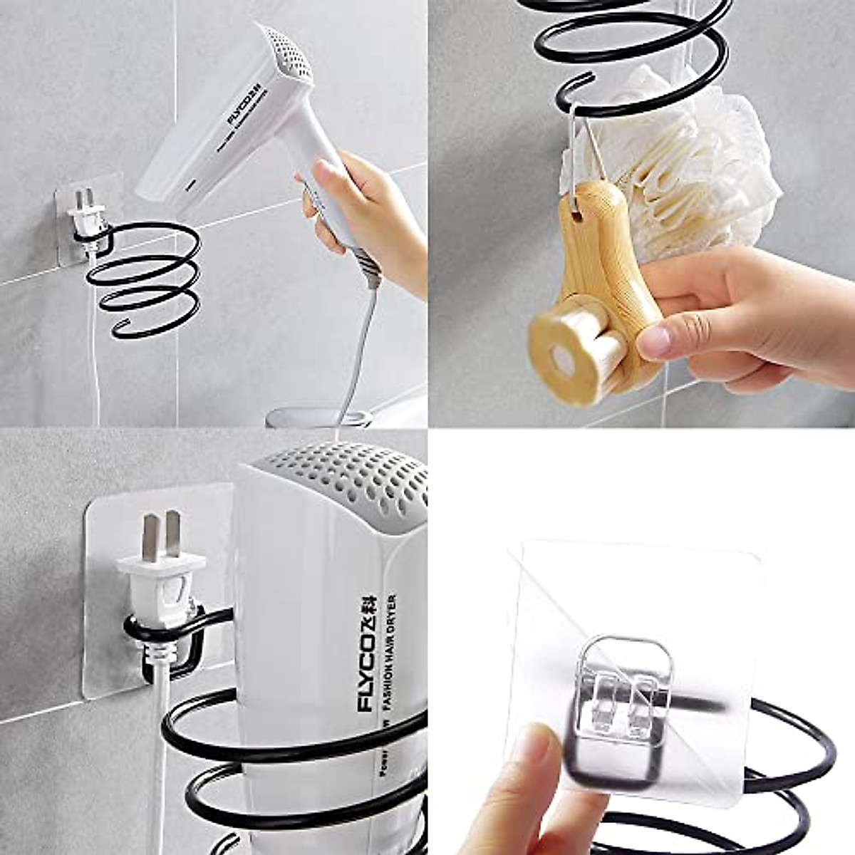 Hair Dryer Holder Bathroom Organizer - No Drilling Blow Dryer Holder - Hair Dryer Holder Wall Mounted, Hair Dryer Stand Bathroom Cabinet Organizer, Bathroom Organizer Under Sink, Curling Iron Holder