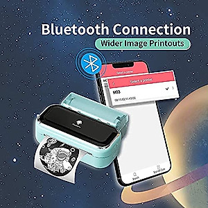 Phomemo M03 Pocket Printer- Portable Printer Photo Printer with 3 Roll 3 Inch Black on White, 77mm x 3.5m, 3 Inch X 11.5 ft, Compatible with iOS + Android for Photos, Journalist, Work, Plan-(Green)