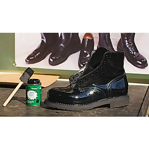 1 Set of Hi Gloss Patent Leather Finish Black Military Shoe Shine