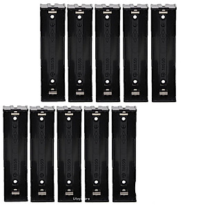18650 Battery Case Holder, 10 Pcs 1 Slots x 3.7V DIY Battery Storage Box, in Parallel Black Plastic Batteries Case with Pin for 1 x 18650, by Ltvystore