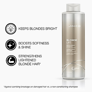 Joico Blonde Life Brightening Shampoo | For Blonde Hair | Add Softness & Smoothness | Sulfate Free | With Monoi & Tamanu Oil | 33.8 Fl Oz