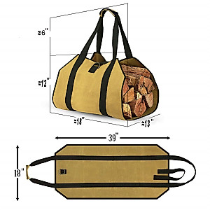 ALOTOA Firewood Carriers,Canvas Log Carrier Bag,Outdoor Wood Racks,Fireplace Stove Accessories,Extra Large Firewood Holder with Handles for Camping