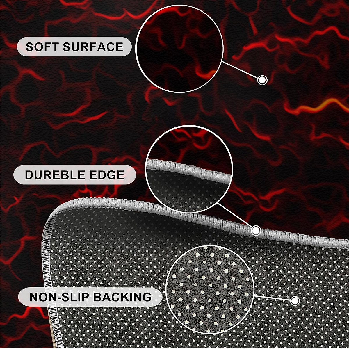 Irregular Curves Red Area Rug 2x3 Entryway Rug, Black Minimalist Living Room Rug, Soft Non Slip Washable Carpet for Bedroom Office Hallway Garden Laundry Room