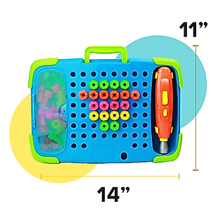 Boley Builders 67-Piece Electric Screwboard STEM Toy Set - Powered Screwdriver, Drill Bits, Colorful Bolts - Educational Learning Toy for Kids and Toddlers - Boys and Girls Tool Kit