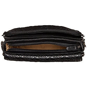 GTM Gun Tote'n Mamas Concealed Carry Rose Embroidered Lambskin Cross-Body Shoulder Bag, Black, Medium