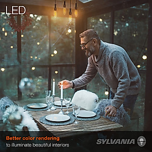 SYLVANIA LED B10 Chandelier Light Bulb, 60W Equivalent Efficient 5W, Dimmable, Candelabra Base, Clear, 5000K, Daylight - 12 Pack (40207)