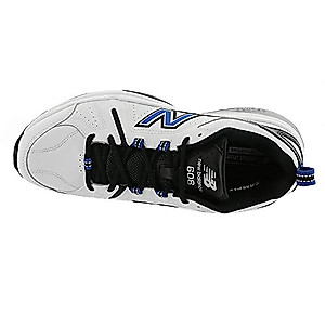 New Balance Men's 608 V5 Casual Comfort Cross Trainer, White/Team Royal, 8.5