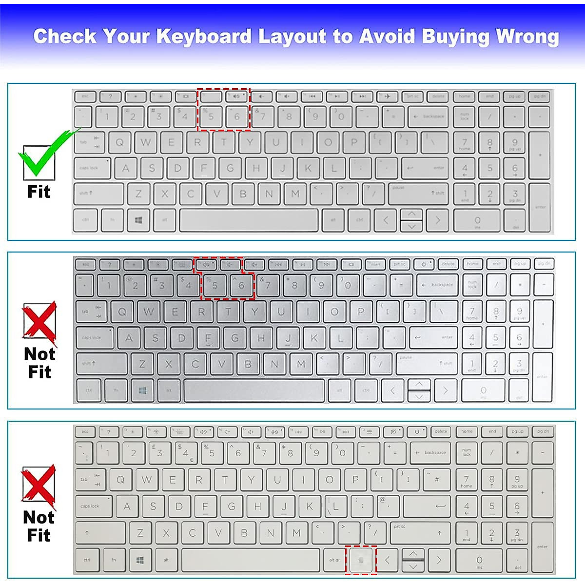 Keyboard Cover for 15.6 HP Laptop 15-ef 15-db/dy 15-ef2099nr 15-ef2127wm 15-ef2126wm 15-ef2013dx 15-ef2024nr 15-ef2501la 15-ef1001ds 15-ef2030tg 15-ef2747wm 15-ef0023dx 15-ef2025tg ef1300wm ef2033dx