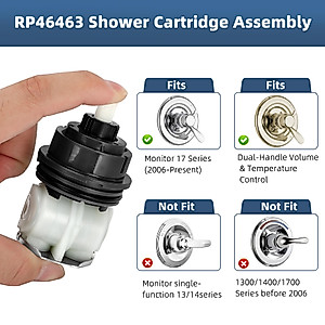 RP46463 Delta Cartridge for Delta Monitor 17 Series (2006-Present), Delta RP46463 Cartridge Replacement, RP46463 Delta Shower Cartridge Fits for Delta Dual Function Bath Tub and Shower Faucet Valve