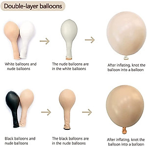 AMZ JHON Brown Balloons Garland Arch Kit Neutral Cream Boho Coffee Double-Stuffed Nude Blush White Gold Balloons for Baby&Bridal Shower, Birthday Party, Wedding, Grad, Anniversary Party Decorations