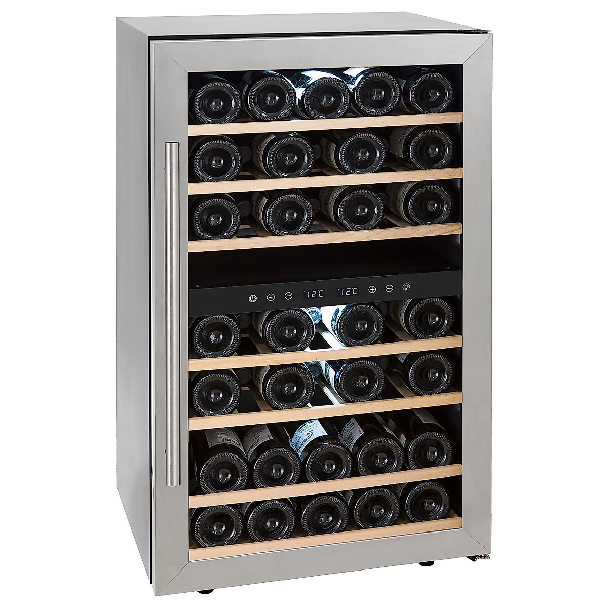 PremiumLevella 18.9 in. Wide 4.1 cu ft 43-Bottle Dual Zone Freestanding Wine Cooler with Tempered Glass Door
