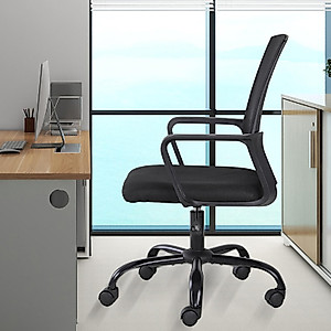 Desk Chairs Set of 8, Office Mesh Chair with Wheels Lumbar Support Rocking Ergonomic for Bedroom Living Room Home Executive Office Computer Chair Swivel Adjustable 36-40inch Black