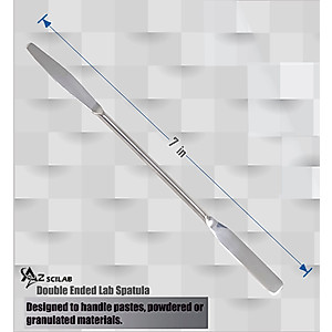 A2Z-DE003 Stainless Steel Double Ended Micro Lab Spatula Sampler, Round & Tapered Arrow End, 7" Length