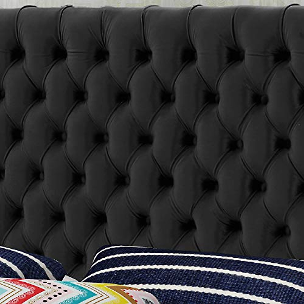 Christopher Knight Home Jezebel Tufted Velvet Headboard, King / Cal King, Black / Black