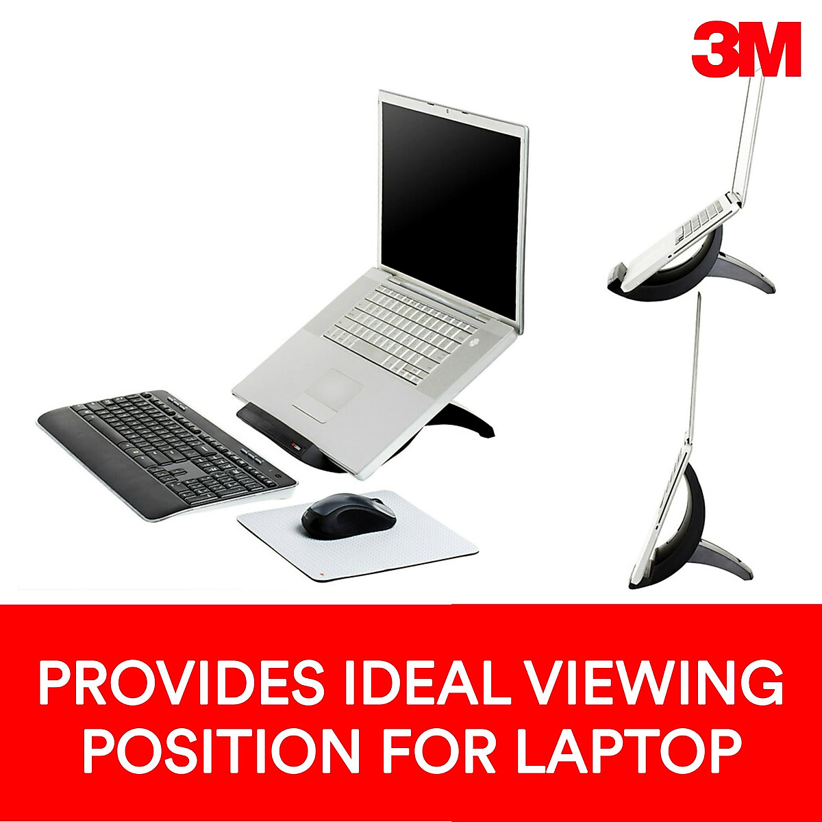 3M Laptop Stand, Raise Screen Height to Reduce Neck Strain, Vertical Design Allows You to Bring Screen Closer, Compact Foot Print Saves Desk Space, Non-Skid Base Keeps Laptop Secure, Black (LX550)