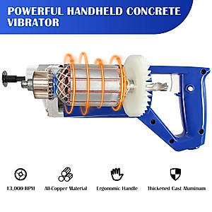 POWLAB Hand Held Concrete Vibrators 13000 VPM Electric Concrete Vibrator 3/4 HP Concrete Vibrators with 4.9 Ft Shaft for Industrial Construction Concrete Mixing