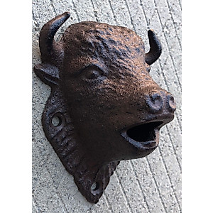Wall Mounted Buffalo Bottle Opener Beer Soda Bar Home Man Cave Cabin Cast Iron