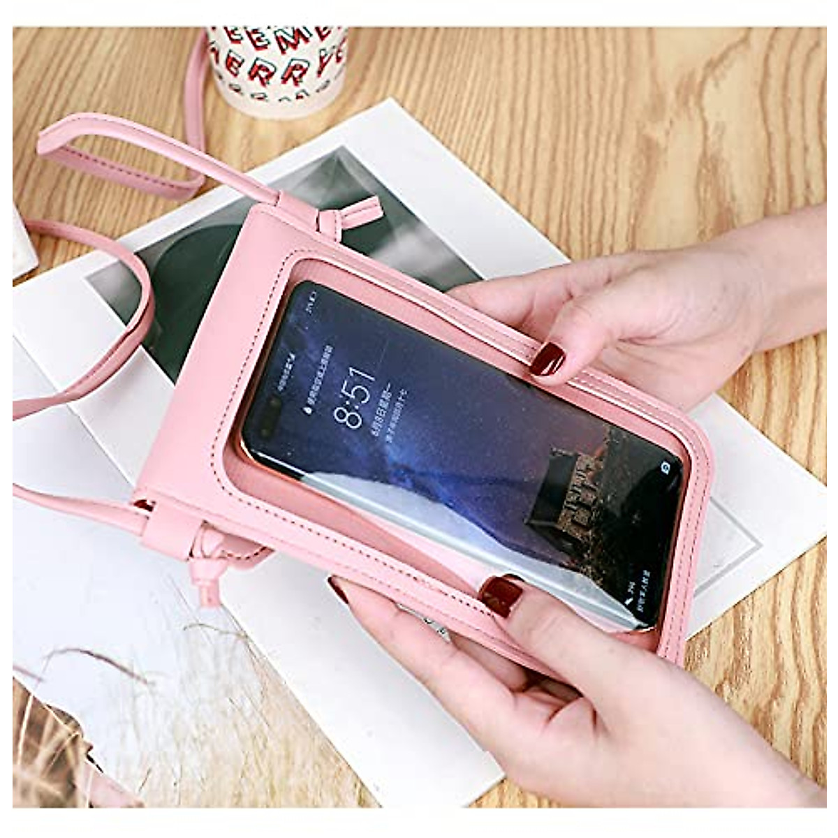 ISYSUII Crossbody Wallet Case for Samsung Galaxy S10 Plus Touch Screen Cell Phone Purse Love Heart Pattern with Card Holder Neck Strap Leather Magnetic Protective Cover for Women Girls,Red