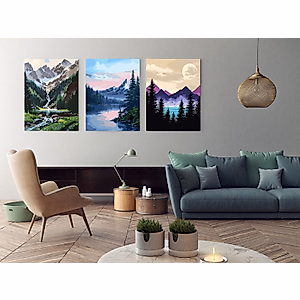 CHWGLFGG 6 Pack Landscape Paint by Number for Adults Kids Beginner, DIY Adult Painting by Numbers Kits on Canvas with Brushes and Acrylic Paint, Home Wall Decor 12 x 16 Inch