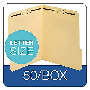 Pendaflex 1453718Pt Top Tab Fastener Folder, 1/3 Cut Top Tab, Letter, 18 Point, Manila, 50/Box