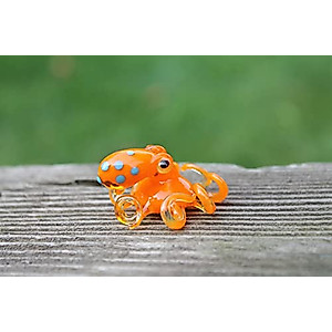 Orange Glass Tiny Miniature Octopus Souvenir Glass Octopus Souvenir Figurine Gift Art