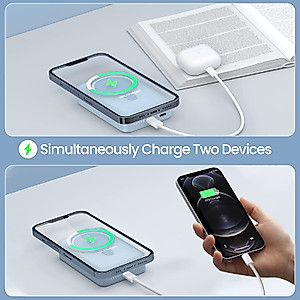 NEWDERY Wireless Power Bank, 10000mAh Magnetic Portable Charger with Foldable Stand 22W USB C, 15W Fast Charging External Battery Pack for iPhone 15 Pro Max/15 Plus/15 Pro/15, iPhone 14/13/12 Series