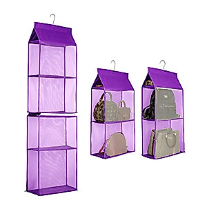 TABITORA Detachable Hanging Handbag Organizer Easy Unpack Hanging Organizer For Bags Purple