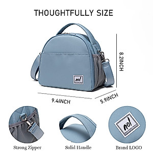 Lunch Bag Insulated Cooler Bag for Women Nylon Waterproof Lightweight Lunch Box Organiser (Dusty blue)