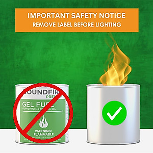 ROUNDFIRE 6 Pack Gel Fuel Cans for Fire Bowl, Fireplace, Gel Fire, Tabletop Fire Bowls, Warming, Indoor & Outdoor