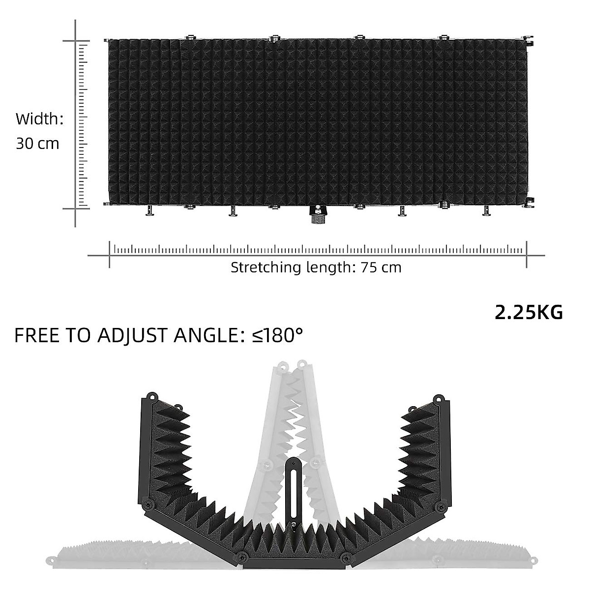 Depusheng 5 Panel Foldable Studio Microphone Isolation Shield Recording Sound Absorber Foam Panel