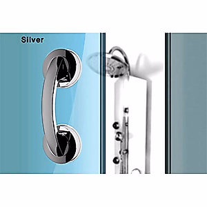 JanTeelGO Suction Grab Bar, Portable Suction Handle Bar Suction Grip Bar for Window Door Drawer Cabinet Mini Fridge Grab Puller (Silver)