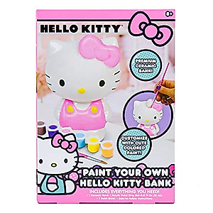 Horizon Group USA Hello Kitty Paint Your Own Piggy Bank, DIY Coin Bank for Kids, Multicolor