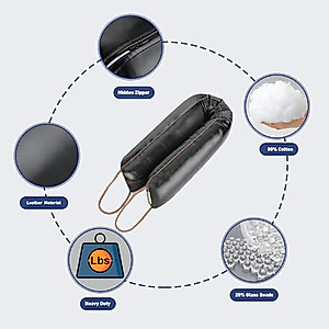 HADOR Door Draft Stopper 36 Inch, Weighted PU Leather Under Door Snake Cold Air Noise Blocker, Heavy Duty Door Seal Cover Gaps up to 4'', Black