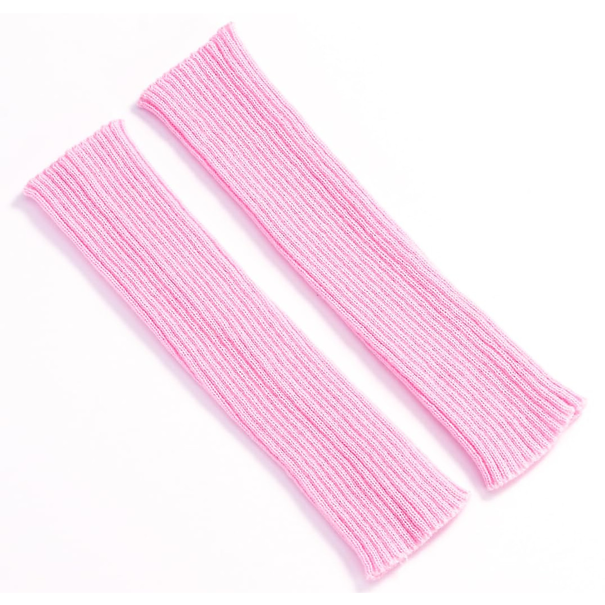 CHUNG Women Juniors Knitted Leg Warmers 16.5" Neon Party Dance Sports Fitness Accessory Pack of 1/2/3 (One Size, Light Pink)